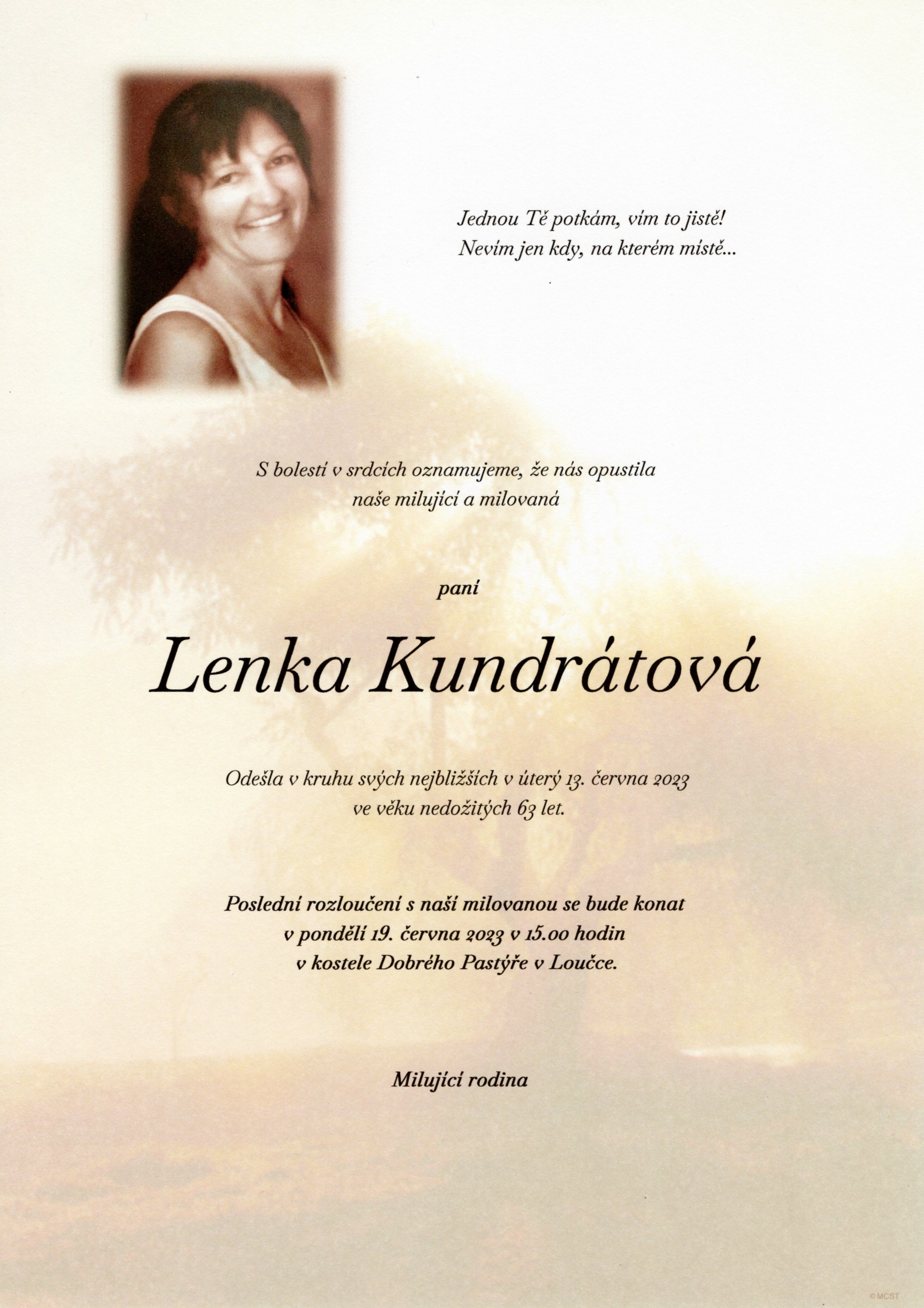 Paní Lenka Kundrátová | smutecnioznameni.eu Paní Lenka Kundrátová | smutecnioznameni.eu
